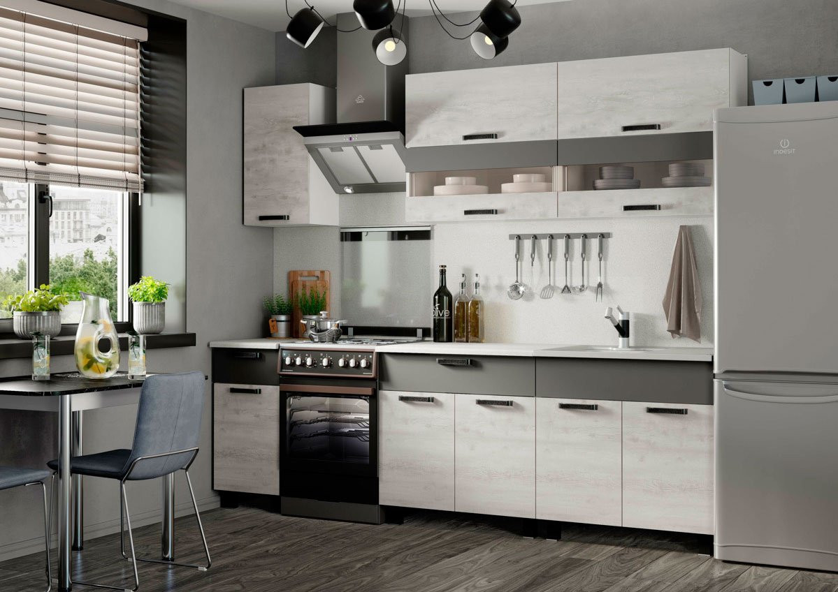 Дакота Кухня 2 0м Бетон Пайн Графит